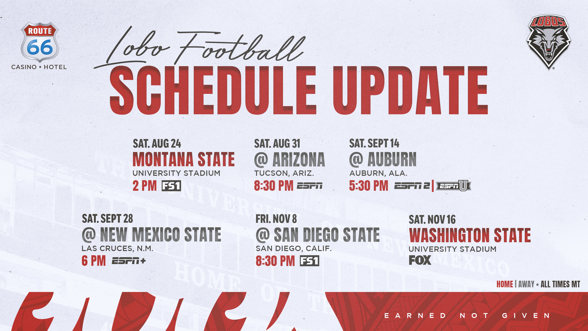 National TV Schedule for Football Released - New Mexico Lobos ...