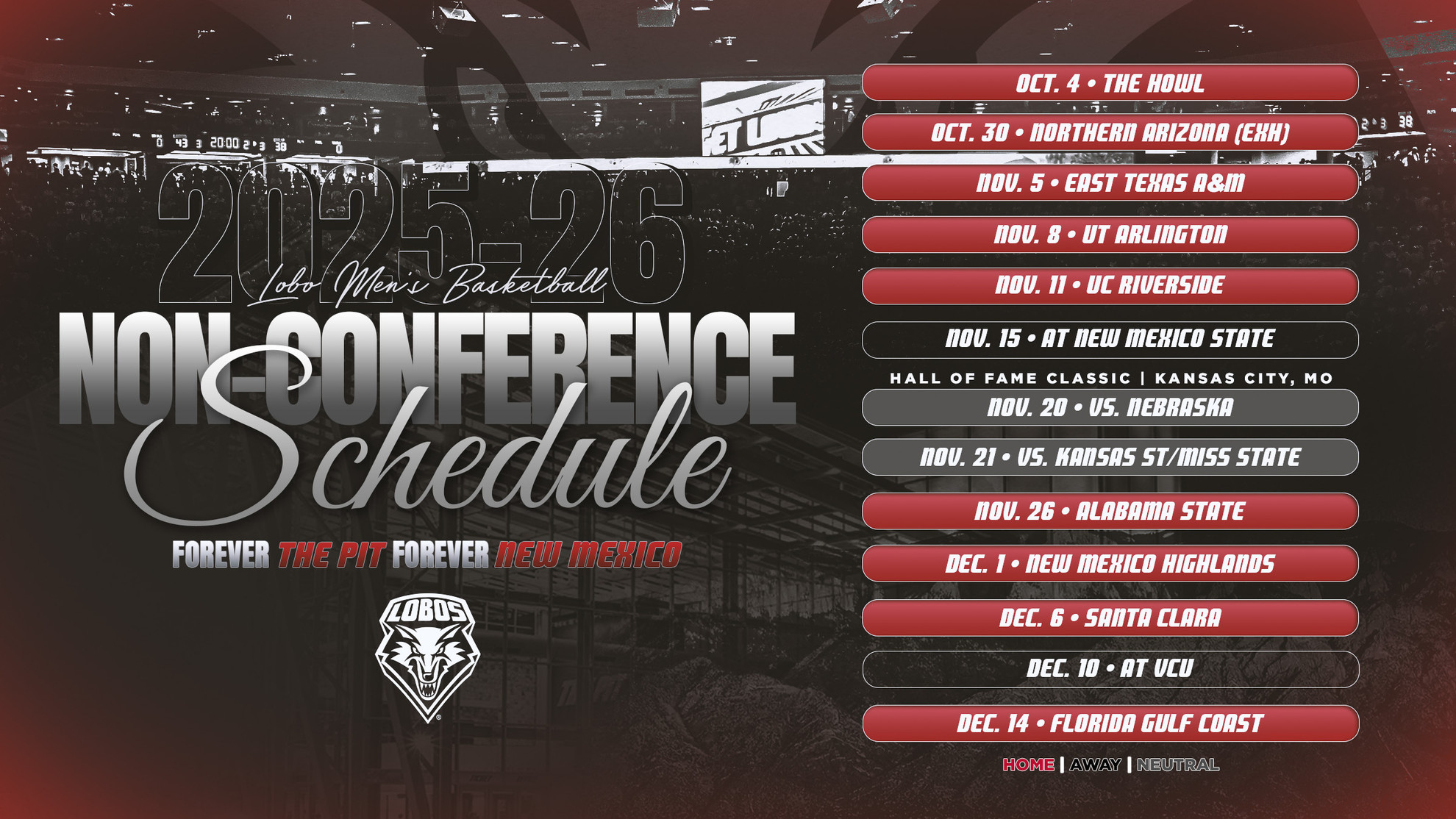 Lobo Men’s Basketball Announces Non-Conference Schedule - New Mexico ...