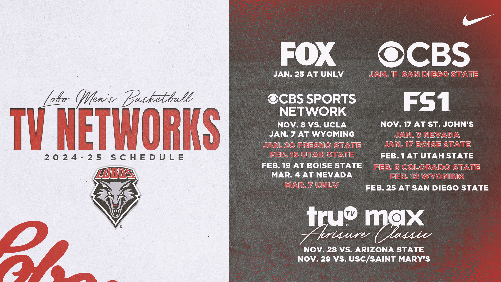 Lobo Men’s Basketball 2024-25 Schedule Highlighted by At Least 18 ...