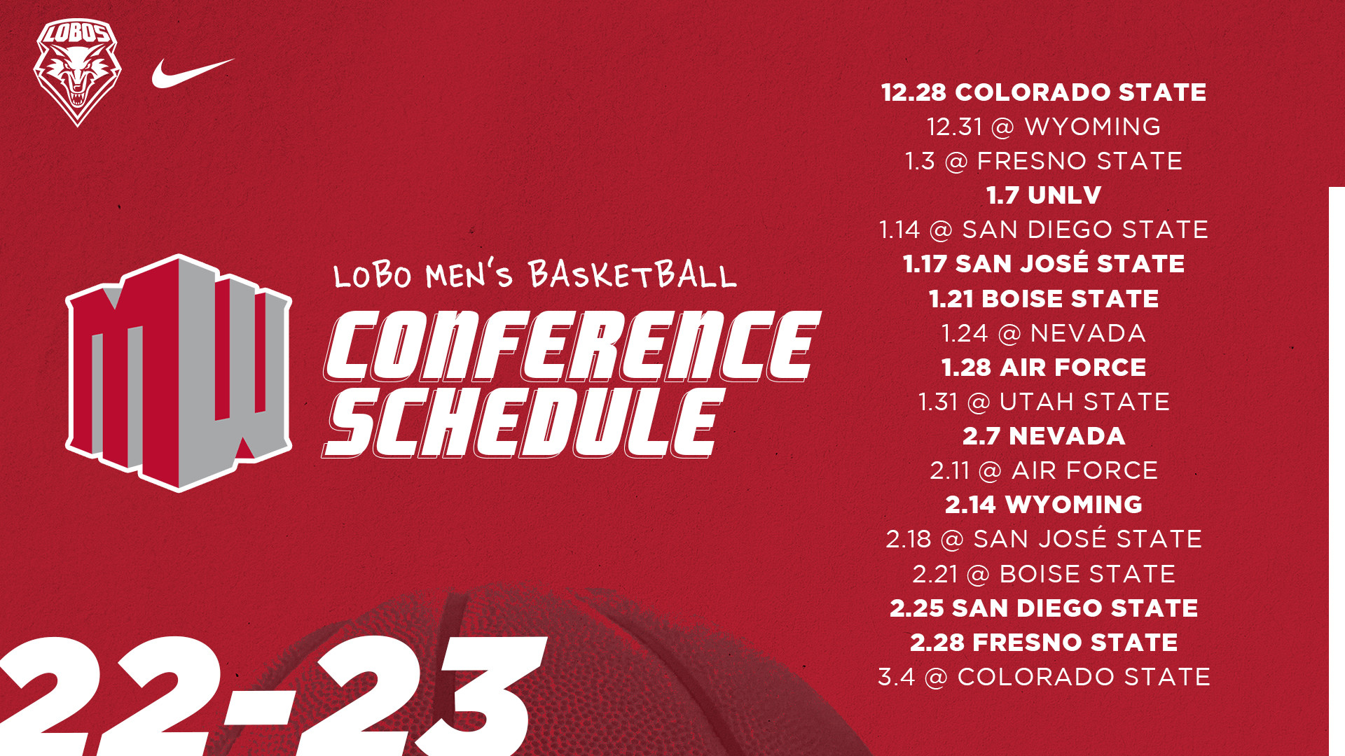 Men’s Basketball’s Mountain West Schedule Announced - New Mexico Lobos ...