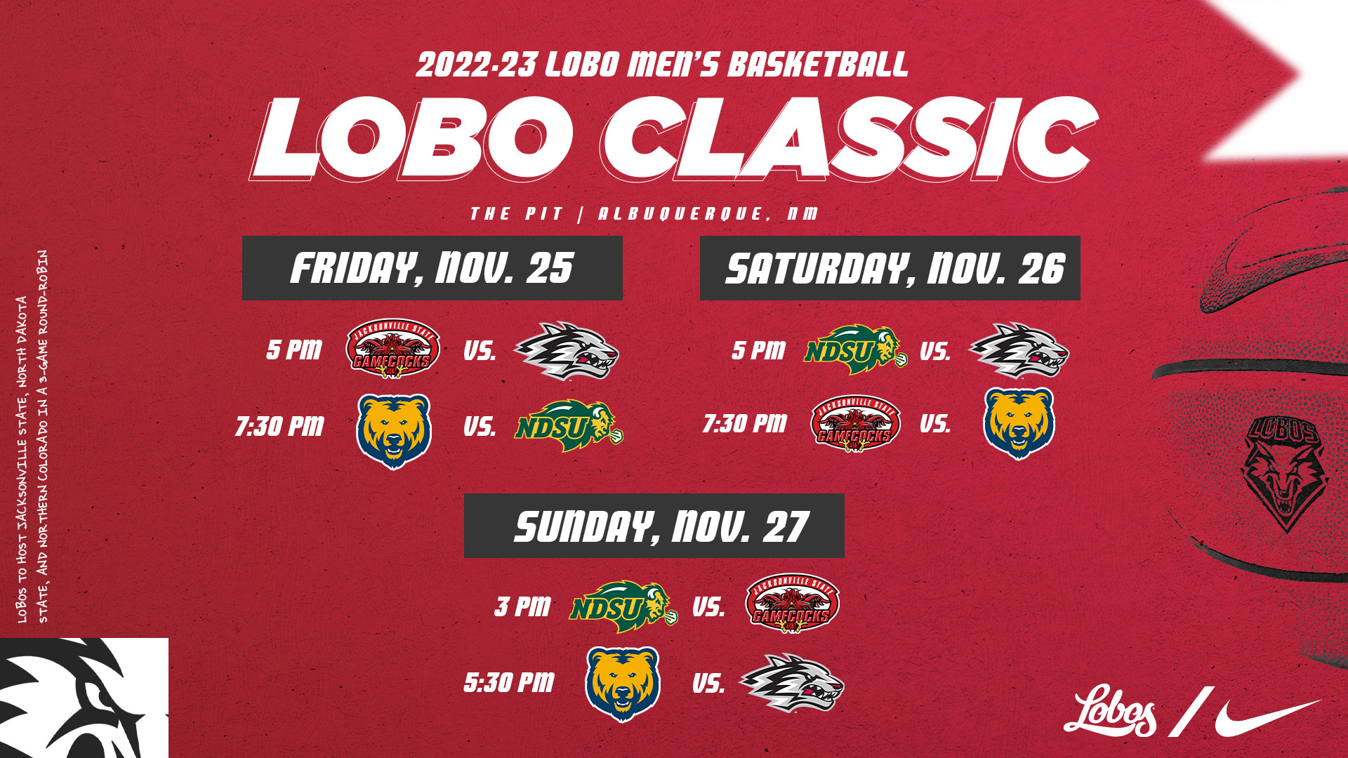 Matchups Announced for Lobo Classic - New Mexico Lobos - Official ...