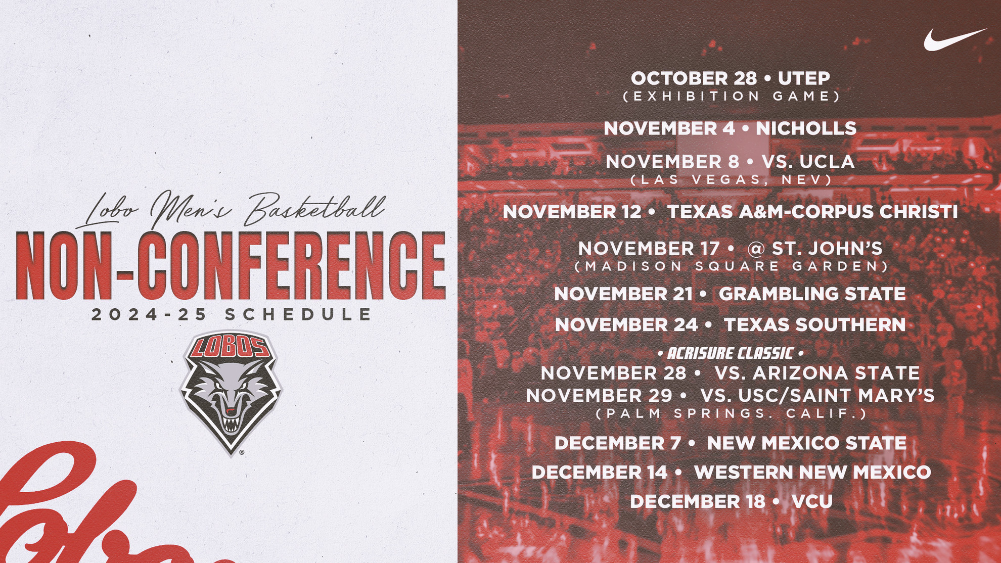 Lobo Men’s Basketball Announces Non-Conference Schedule - New Mexico ...